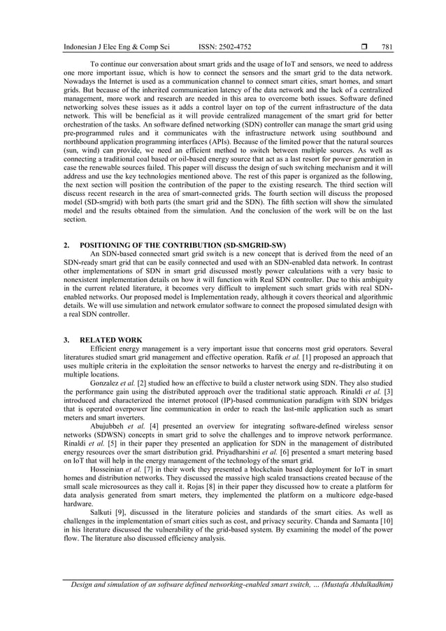 Design and simulation of a software defined networkingenabled smart switch, for internet of ...