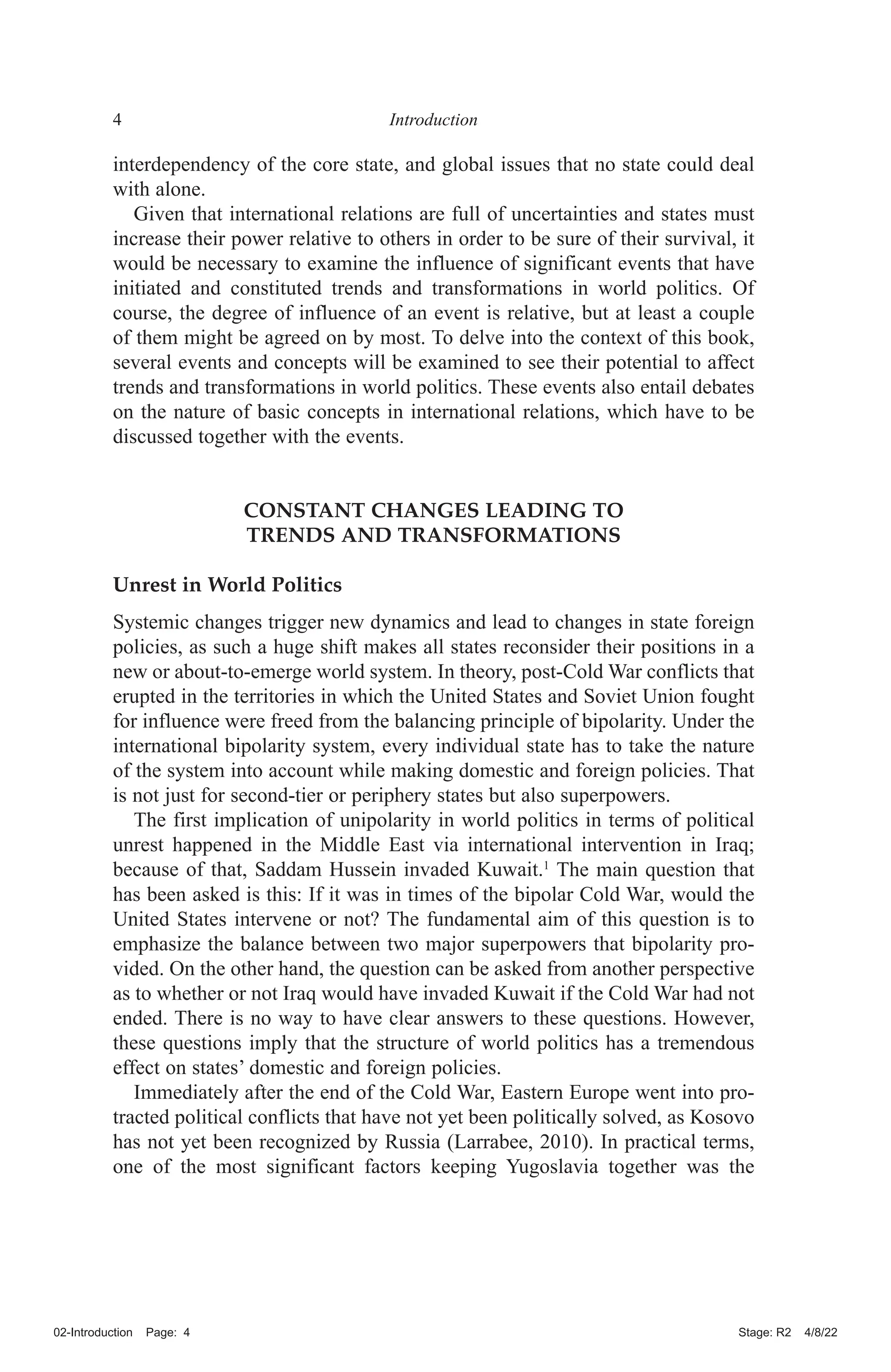 Trends And Transformations In World Politics Ozgur Tufekci Rahman Dag | PDF