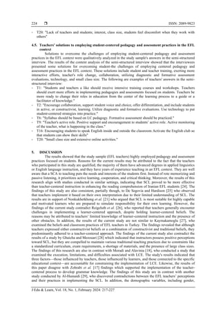 EFL teachers’ student-centered pedagogy and assessment practices ...