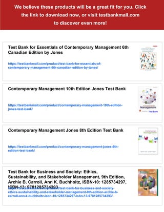 Test Bank for Essentials of Contemporary Management, 5th Edition ...