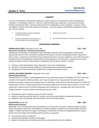 ADMINISTRATIVE RESUME S_TERRY | PDF
