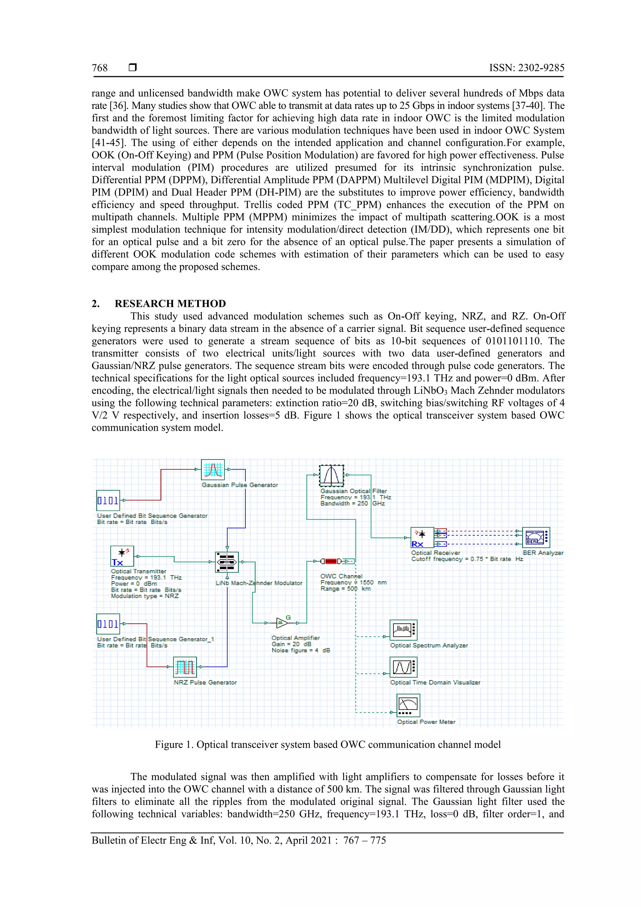 Advanced Modulation Coding Schemes For An Optical Transceiver Systemsbased Owc Communication