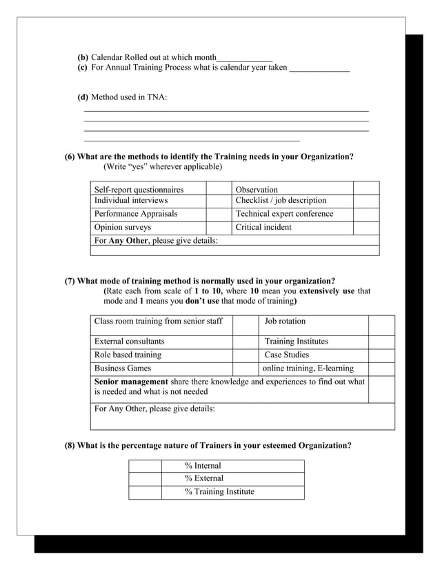 25246853 Questionnaire On Training Doc