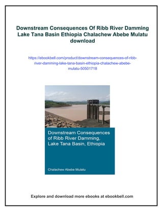 Downstream Consequences Of Ribb River Damming Lake Tana Basin Ethiopia ...