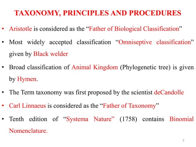 Taxonomy, principles and procedures | PPTX