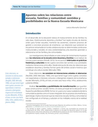 Relaciones entre escuela, familias y comunidad en la Nueva Escuela ...