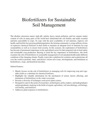 Biofertilizers For Sustainable Soil Management Shah Fahad Shah Saud | PDF