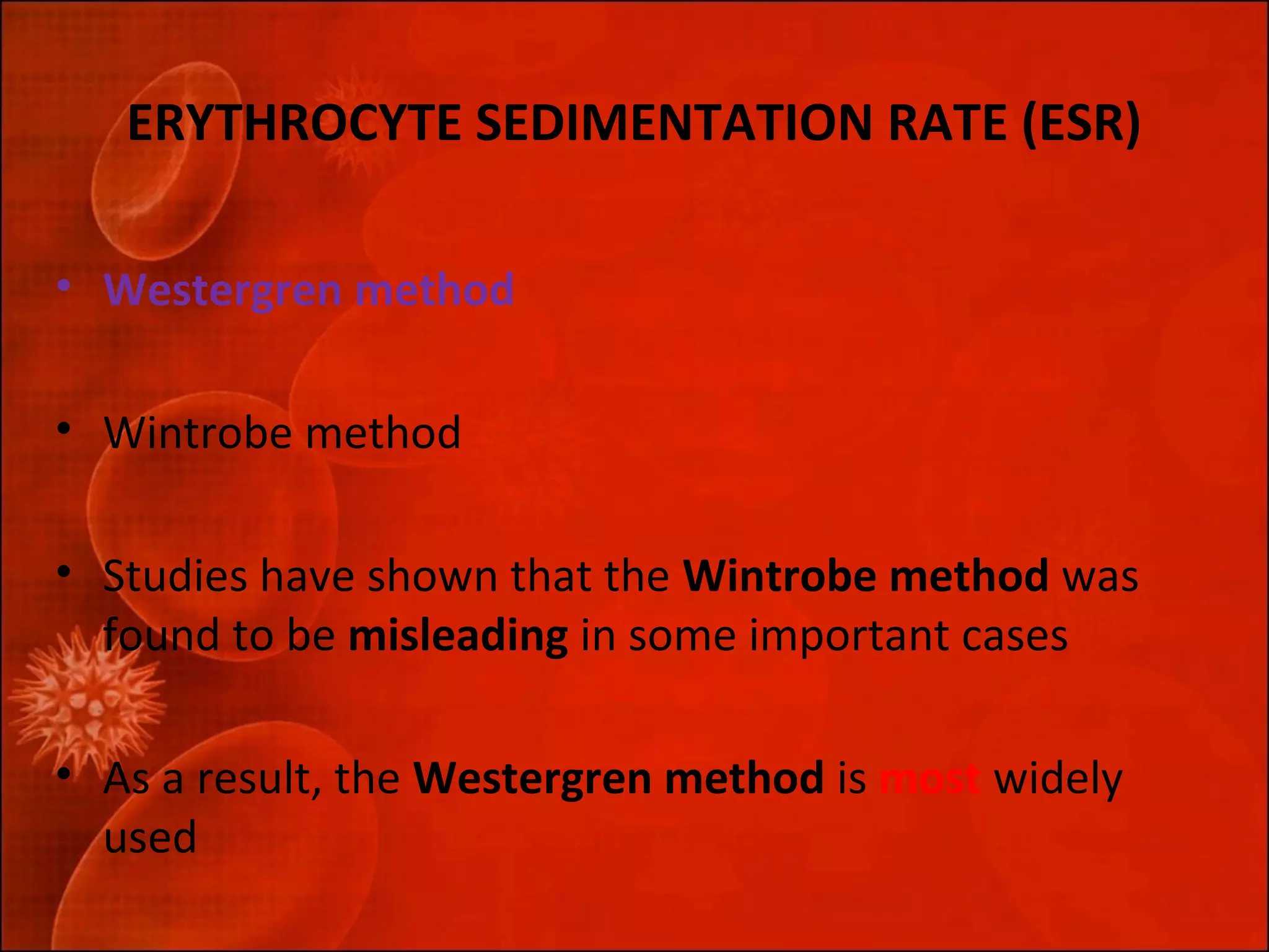 erythrocyte sedimentation rate | PPT