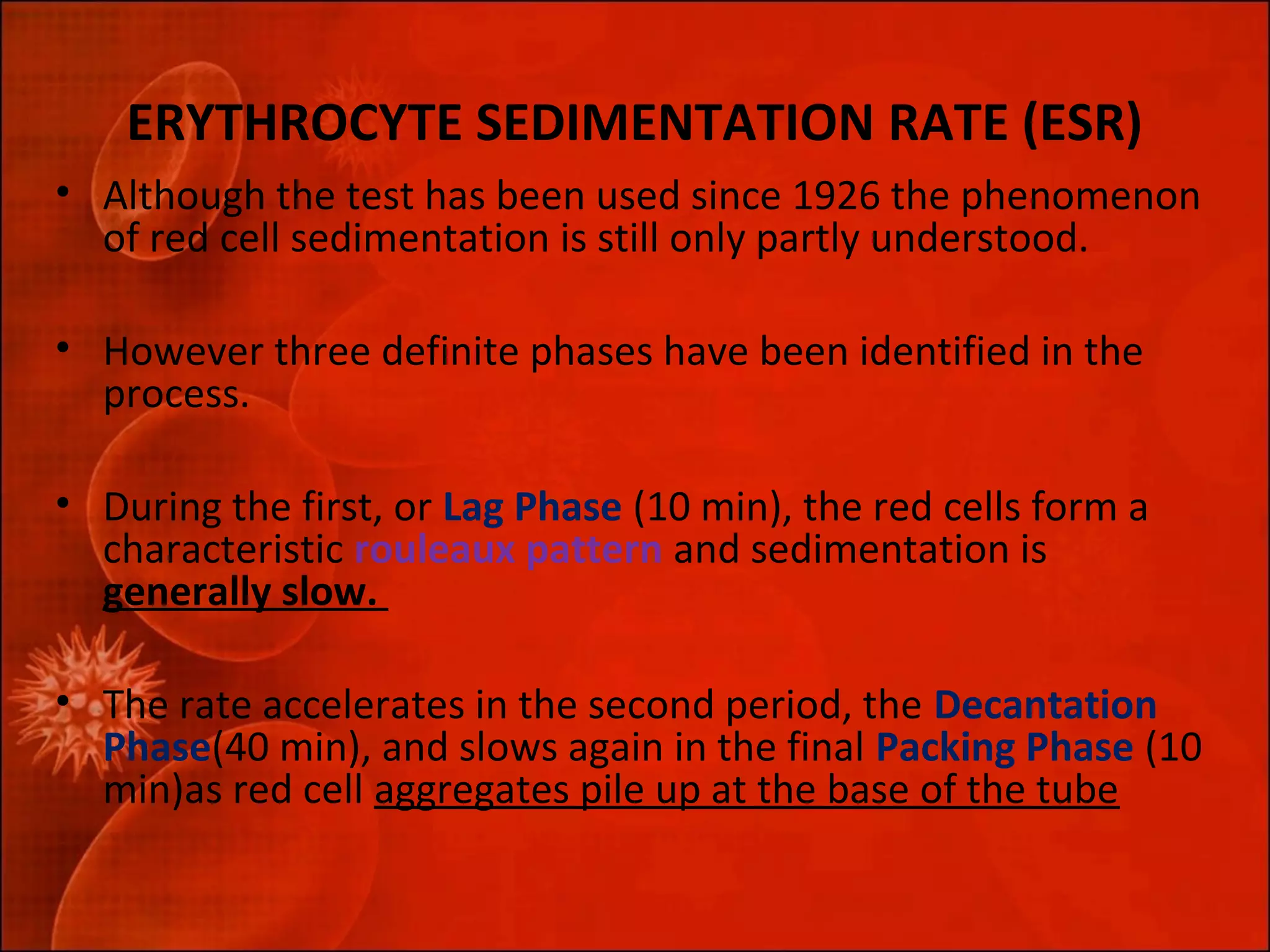 erythrocyte sedimentation rate | PPT