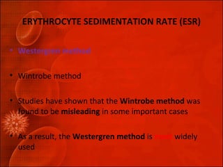 erythrocyte sedimentation rate | PPT