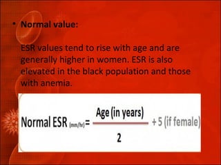 erythrocyte sedimentation rate | PPT