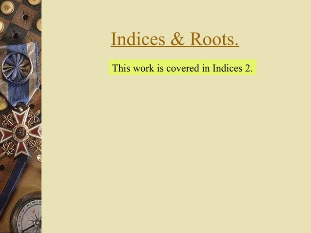 Indices powerpoint presentation to be su | PPT