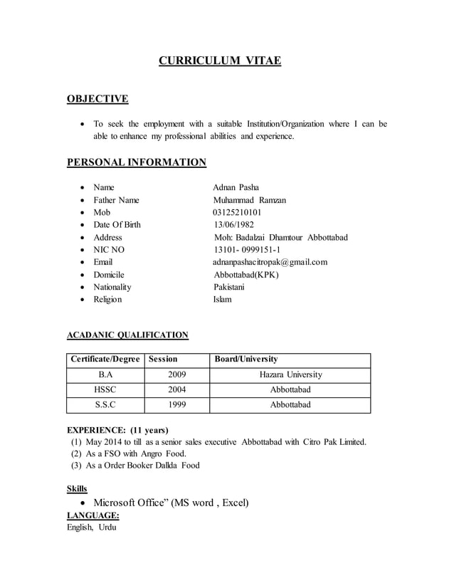 CV Adnan Pasha | DOCX