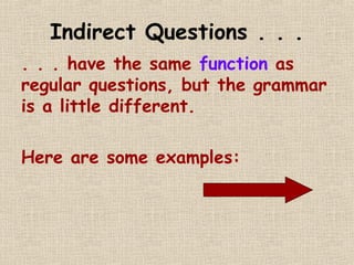 indirect questions | PPT