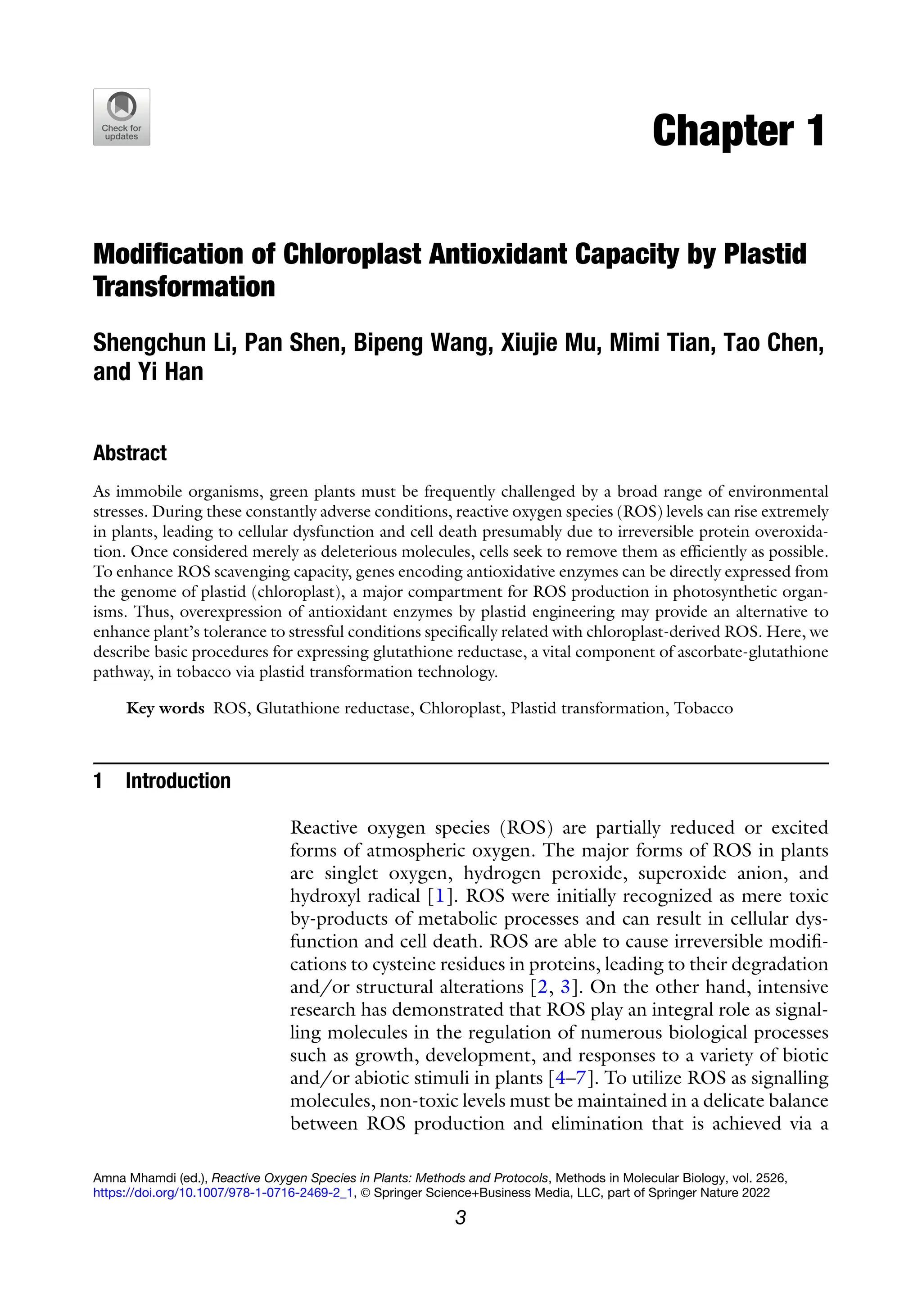 Reactive Oxygen Species In Plants 1st Amna Mhamdi | PDF