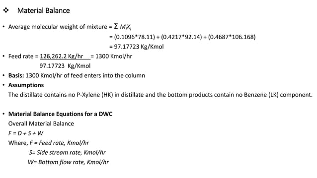 Design and Simulation of Divided Wall Column - Material and Energy ...