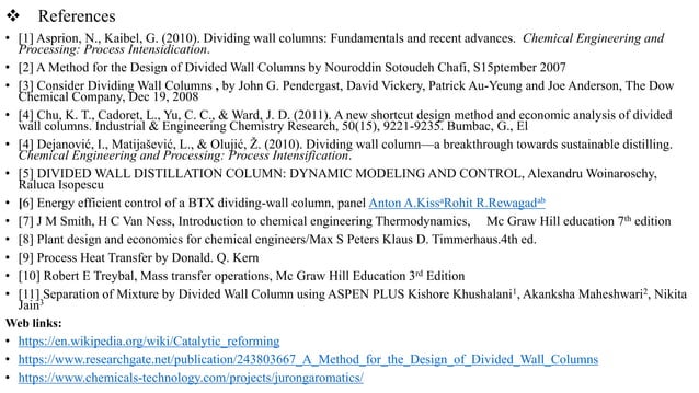 Design and Simulation of Divided Wall Column - Design of the Column | PPTX