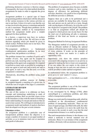 An Approach to Mathematically Establish the Practical Use of Assignment ...