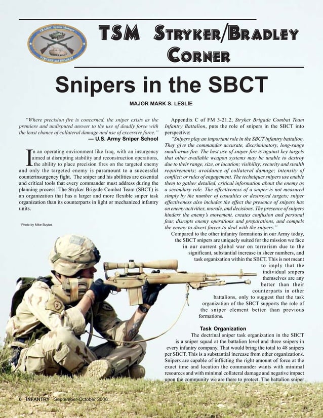 Snipers in SBCT S-O06 | PDF | Arms & Ammunition | Sensitive Topics