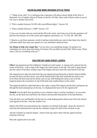 252 Preview David Blaine Magic | PDF | Magic and Illusion | Hobbies ...