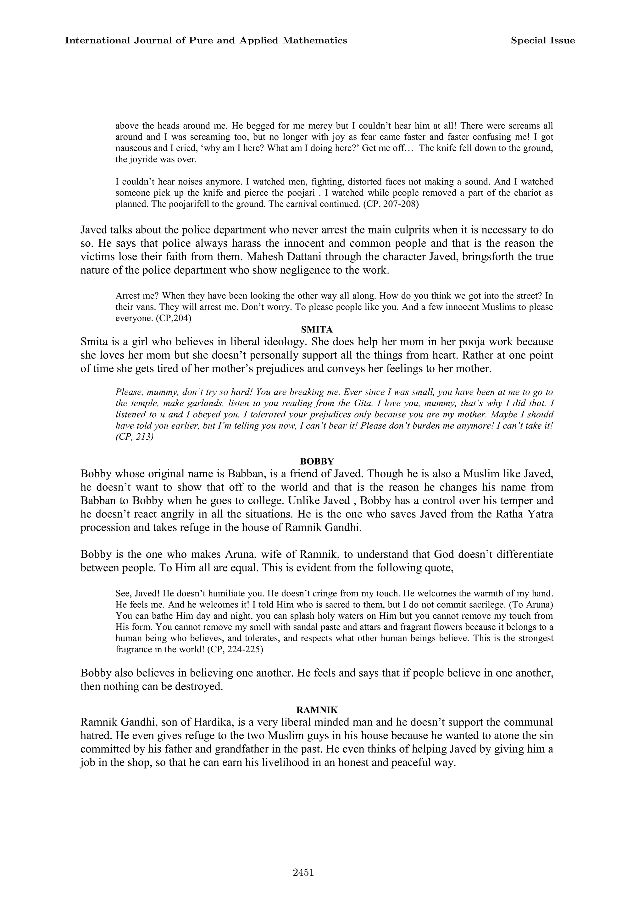 Communal Tension and Gender Bias in Mahesh Dattani's Finally Solution | PDF