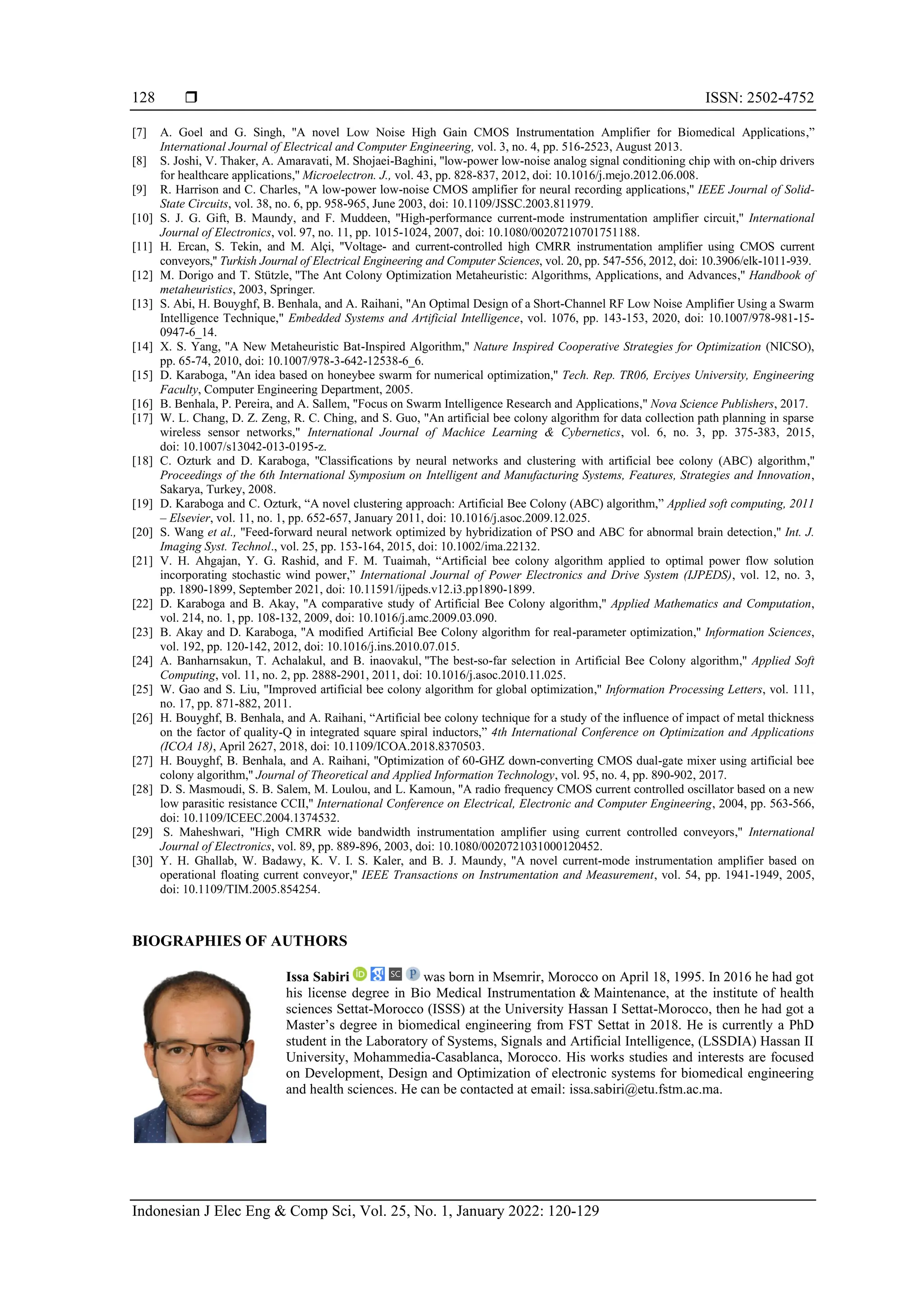 Optimal design of CMOS current mode instrumentation amplifier using bio ...