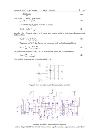 Optimal design of CMOS current mode instrumentation amplifier using bio ...