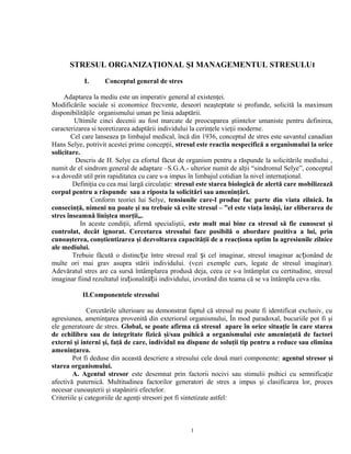 stresul organizational si managementul stresului | DOC