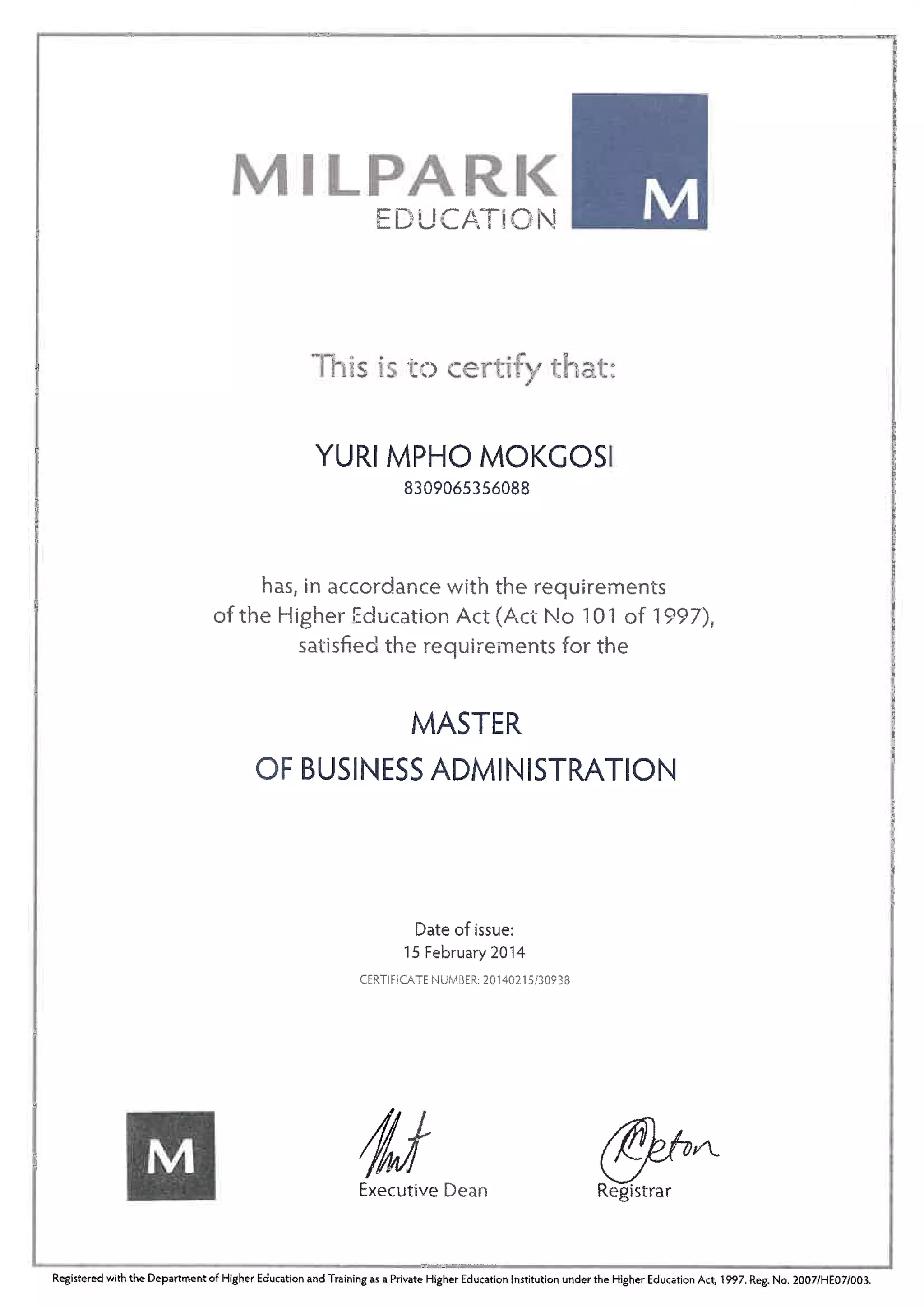 MBA Certificate | PDF