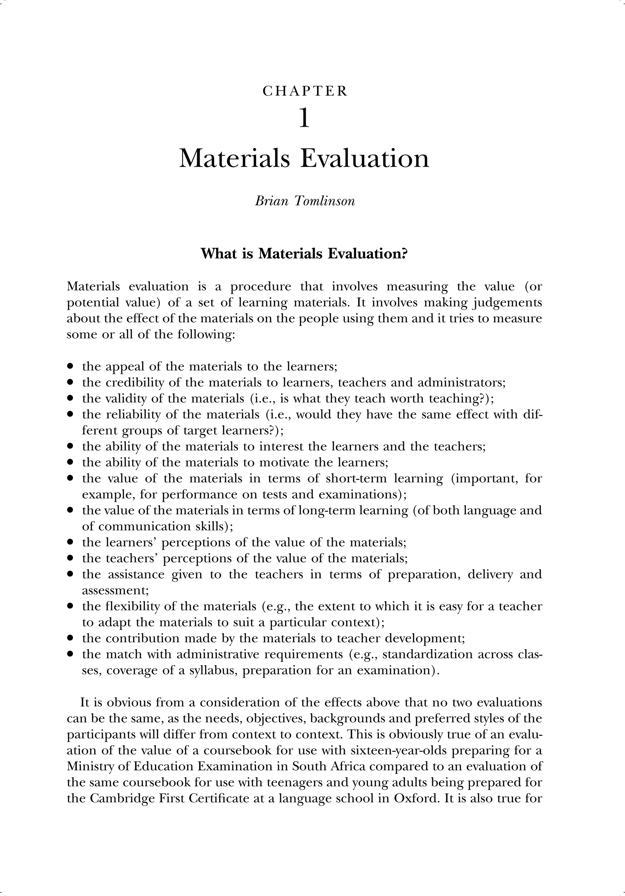 Developing Materials For Language Teaching Brian Tomlinson Editor | PDF