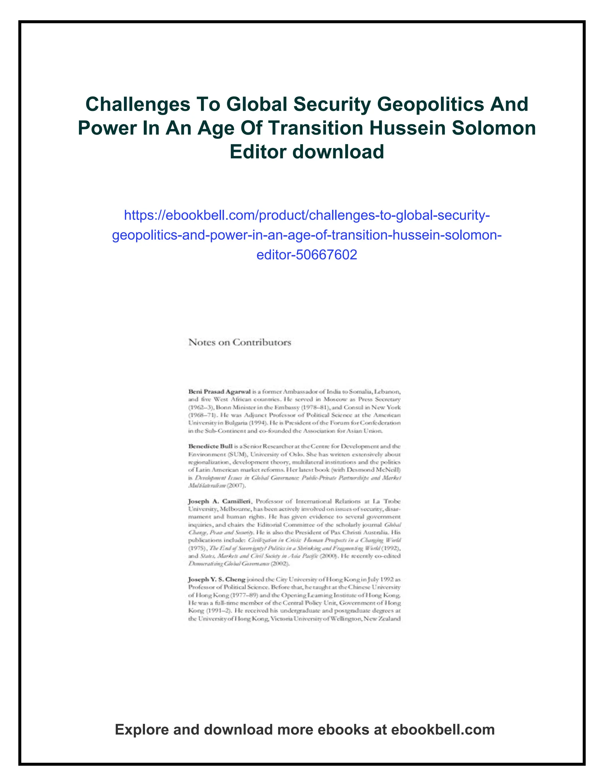 Challenges To Global Security Geopolitics And Power In An Age Of ...