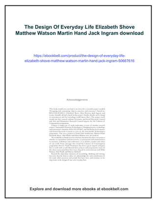 The Design Of Everyday Life Elizabeth Shove Matthew Watson Martin Hand ...