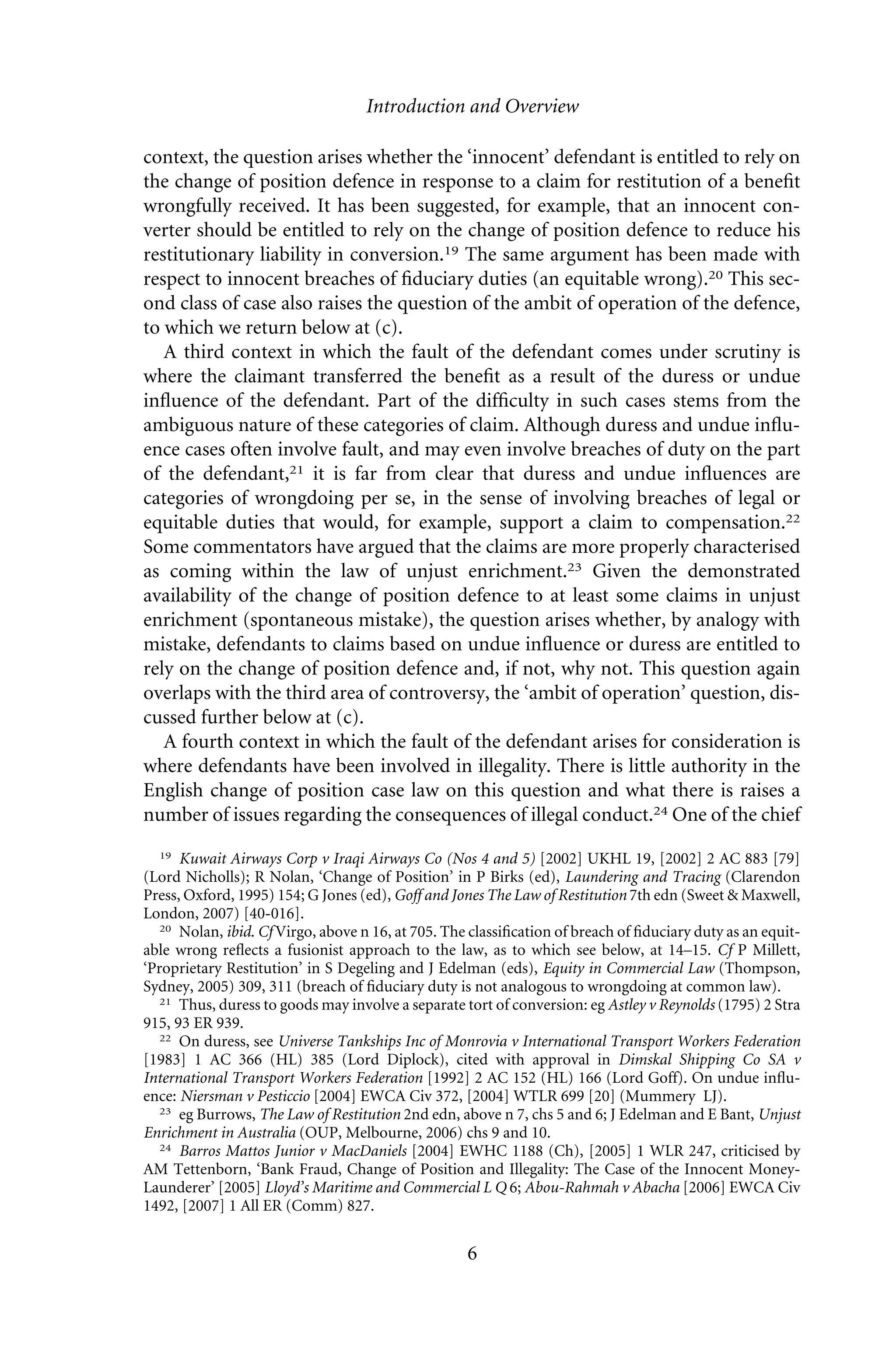 The Change Of Position Defence Elise Bant | PDF