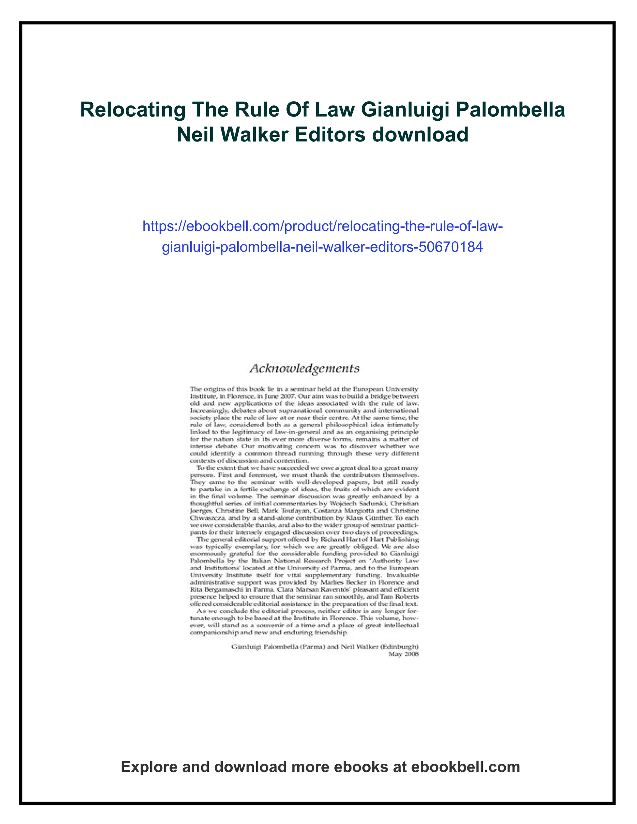 Relocating The Rule Of Law Gianluigi Palombella Neil Walker Editors | PDF
