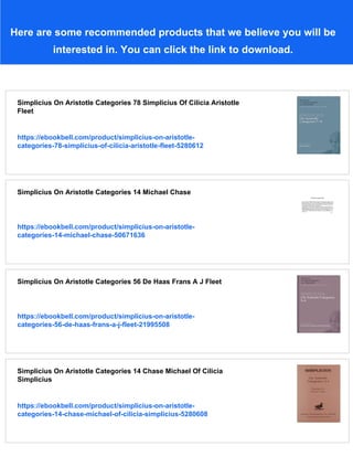 Simplicius On Aristotle Categories 78 Barrie Fleet | PDF