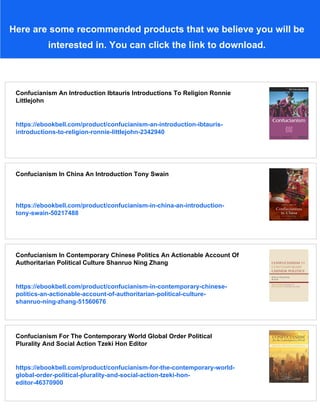 Confucianism An Introduction Ronnie L Littlejohn | PDF