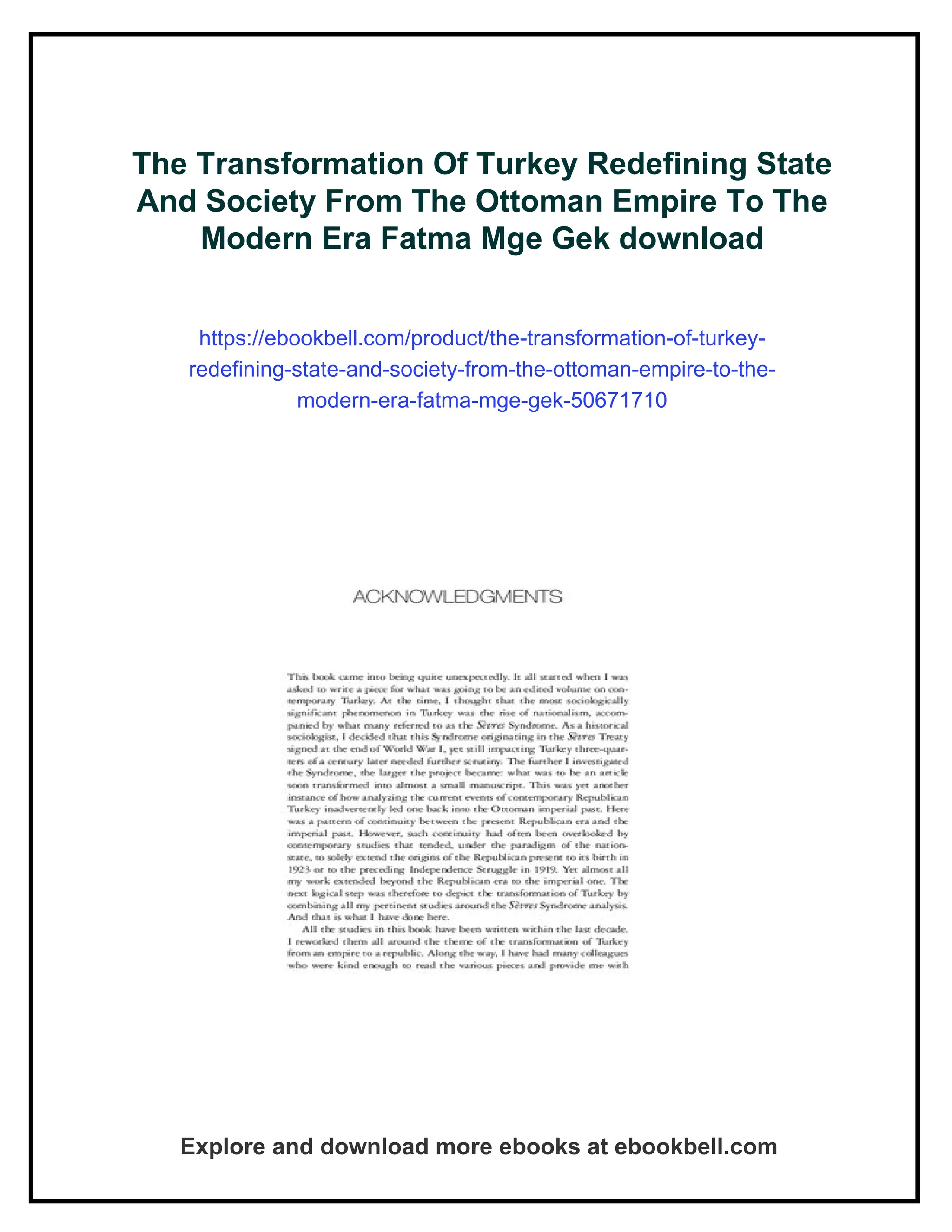 The Transformation Of Turkey Redefining State And Society From The ...
