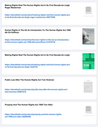 Human Rights Acts The Mechanisms Compared Kris Gledhill | PDF