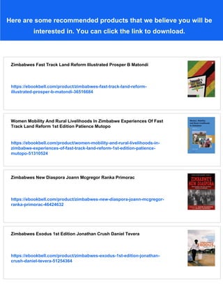 Zimbabwes Fast Track Land Reform Prosper B Matondi | PDF