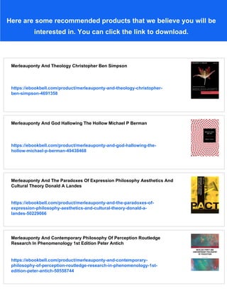 Merleauponty And Theology Christopher Ben Simpson | PDF