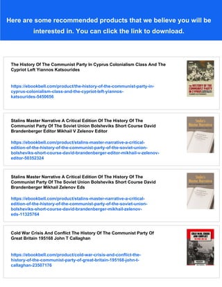 The History Of The Communist Party In Cyprus Colonialism Class And The ...