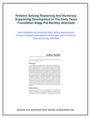 Problem Solving Reasoning And Numeracy Supporting Development In The ...