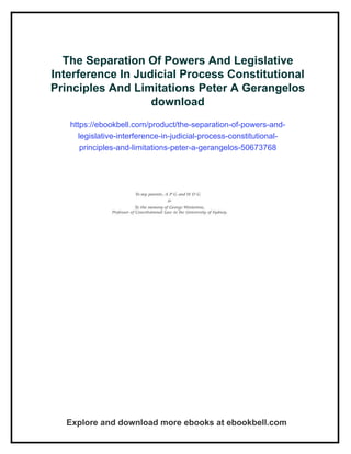The Separation Of Powers And Legislative Interference In Judicial ...