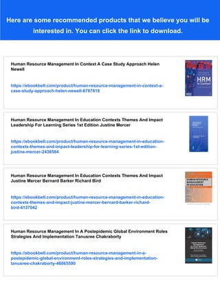 Human Resource Management In Context A Case Study Approach Helen Newell ...