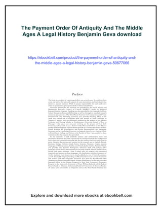 The Payment Order Of Antiquity And The Middle Ages A Legal History ...