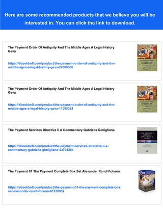The Payment Order Of Antiquity And The Middle Ages A Legal History ...