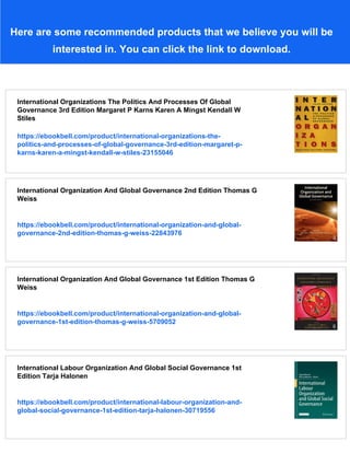 International Organization And Global Governance 3rd 3rd Edition Thomas ...