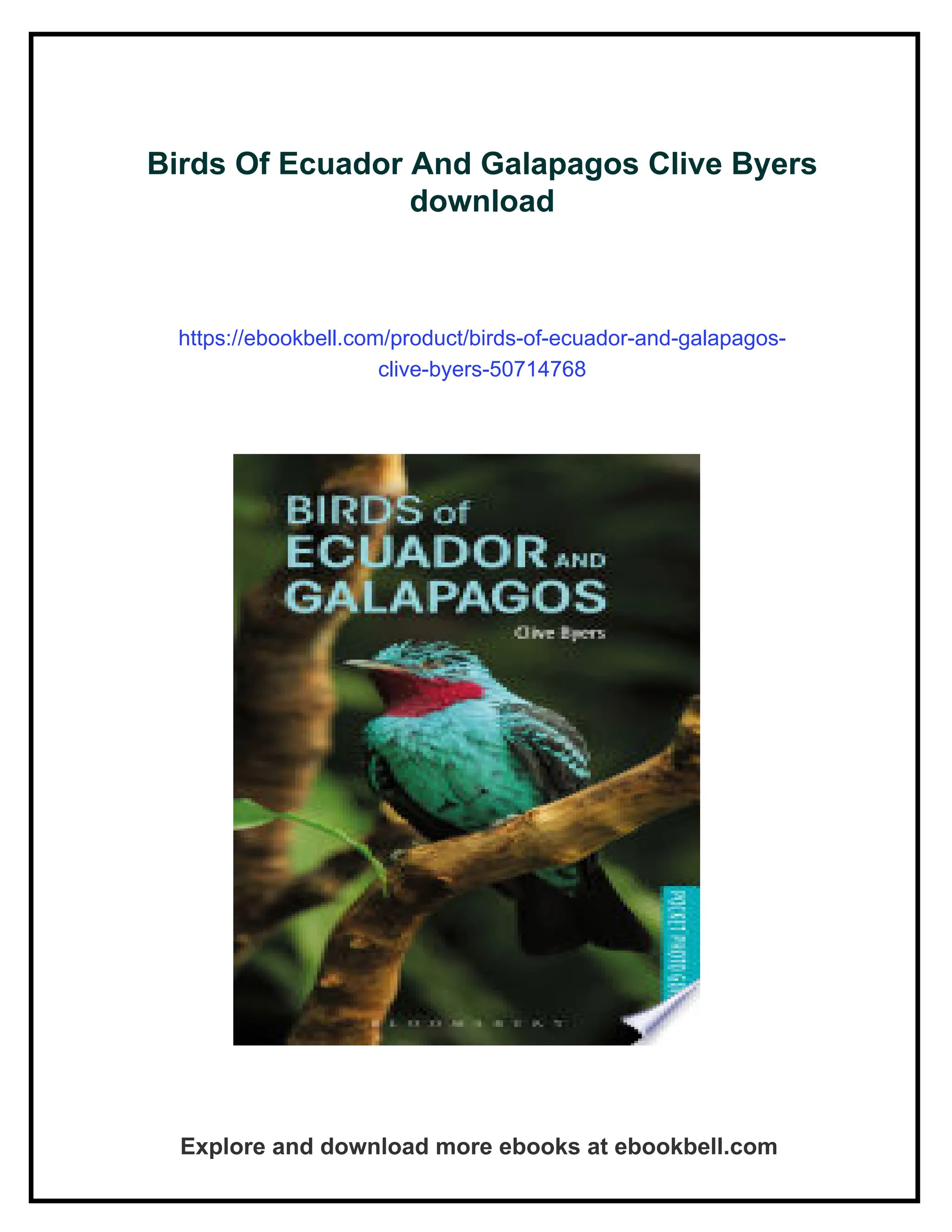 Birds Of Ecuador And Galapagos Clive Byers | PDF