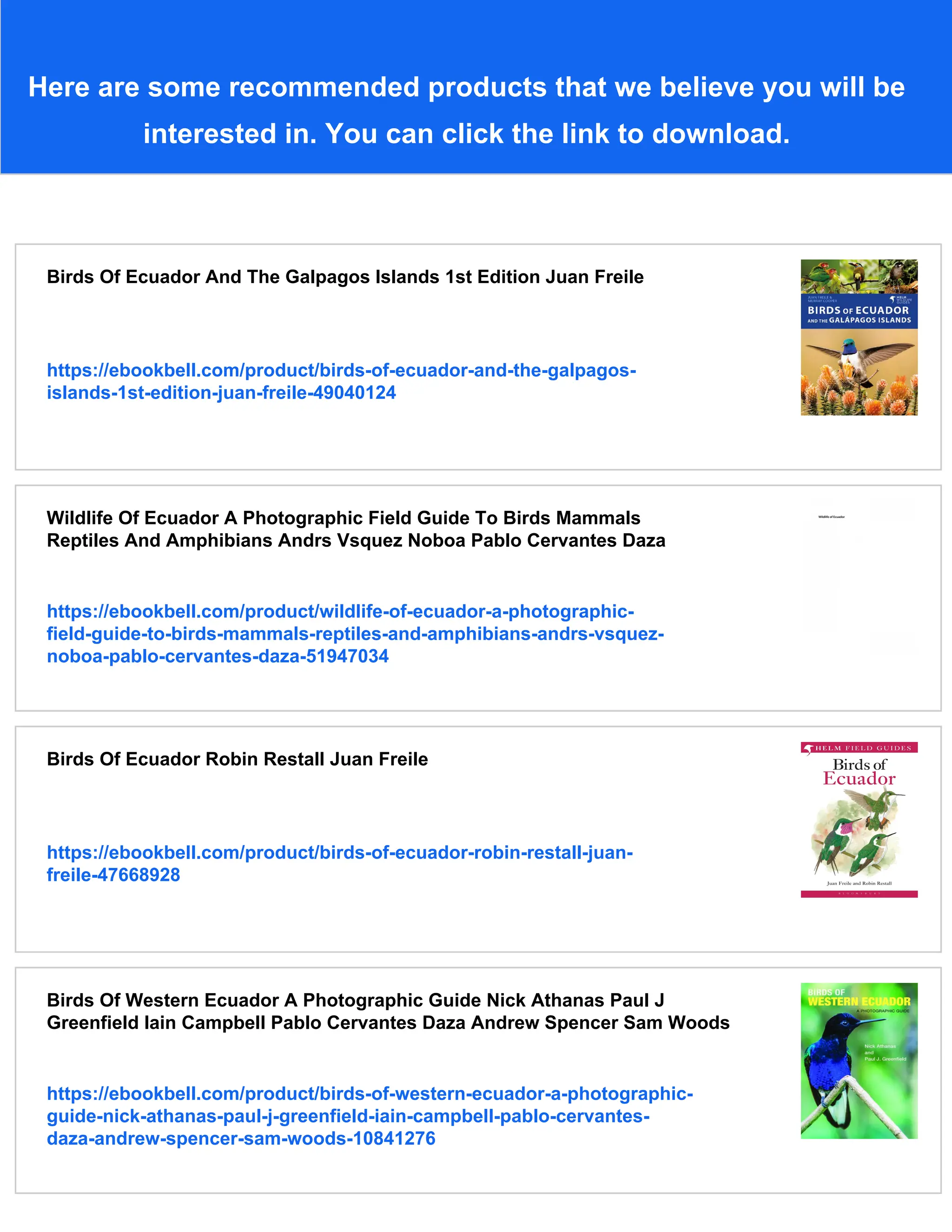 Birds Of Ecuador And Galapagos Clive Byers | PDF