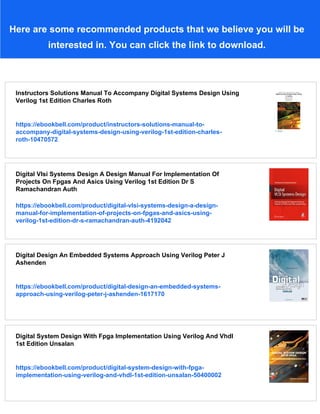 Digital Systems Design Using Verilog 1st Edition Charles H Roth | PDF
